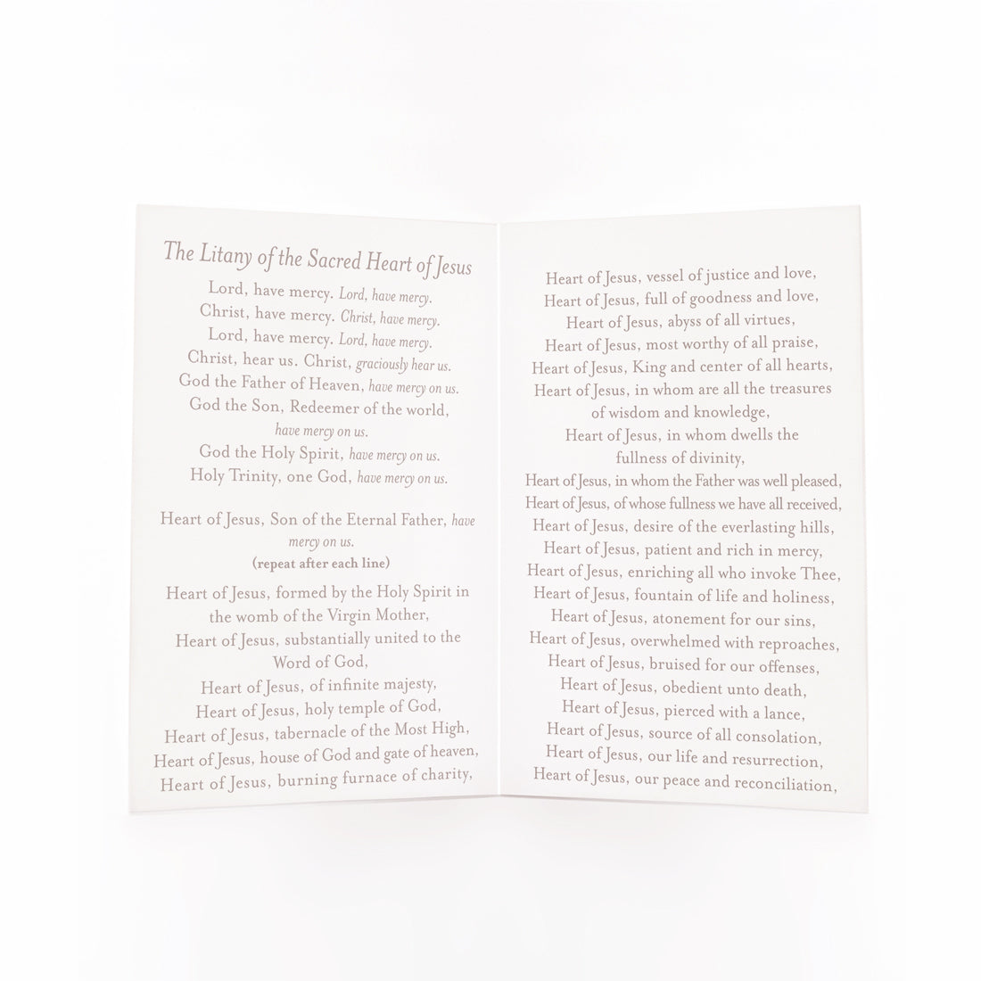 Litany of the Sacred Heart of Jesus | Beige – Novena Cards