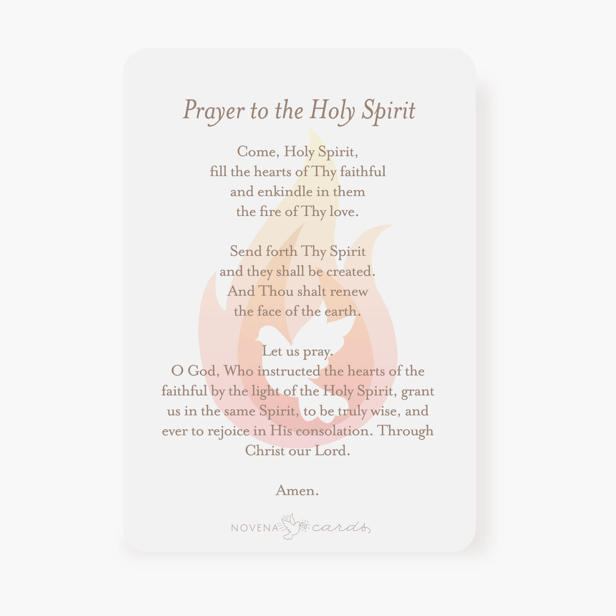 Holy Spirit Prayer Card | Come Holy Spirit – Novena Cards