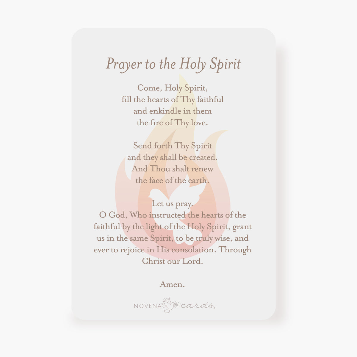 Holy Spirit Prayer Card | Come Holy Spirit – Novena Cards