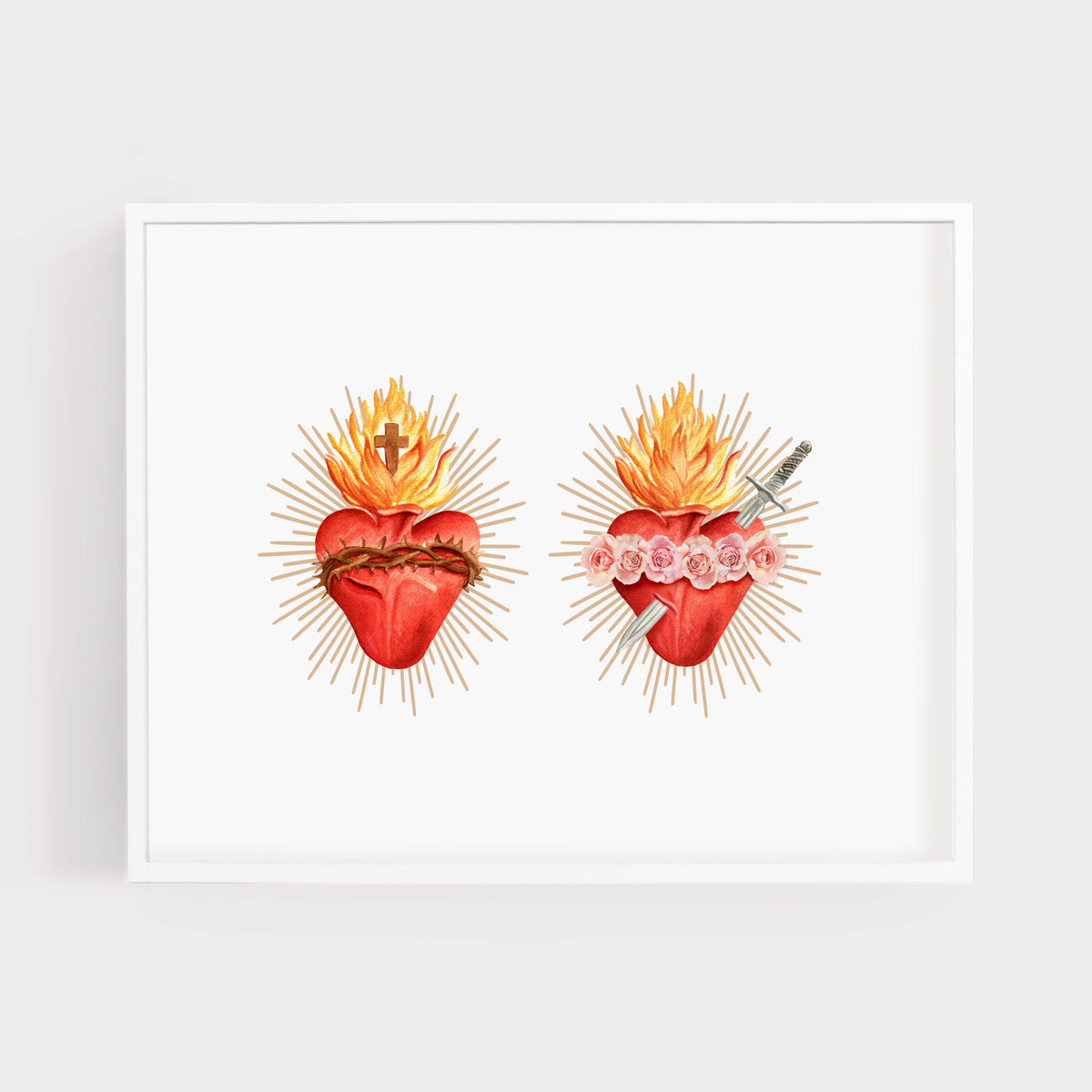 Sacred Heart of Jesus + Immaculate Heart of Mary | Art Print – Novena Cards