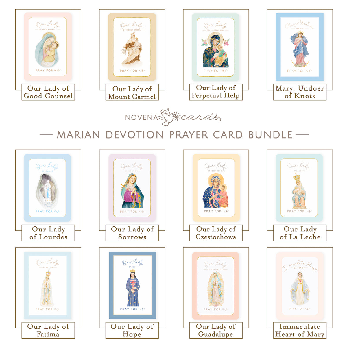 Marian Devotion Prayer Card Bundle – Novena Cards