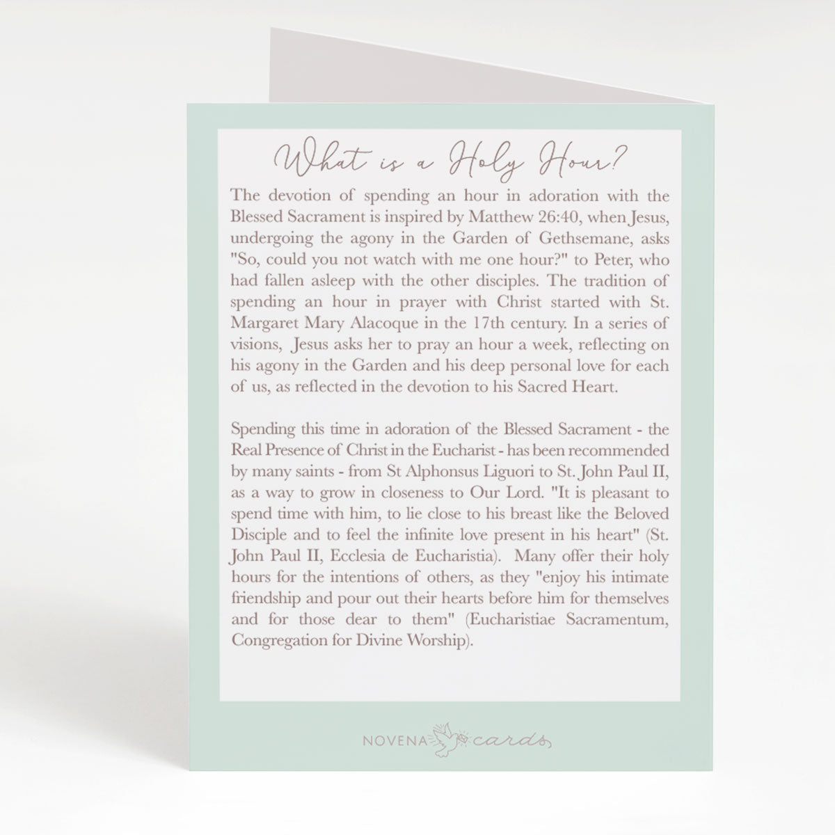 Holy Hour Card | Mint Green – Novena Cards