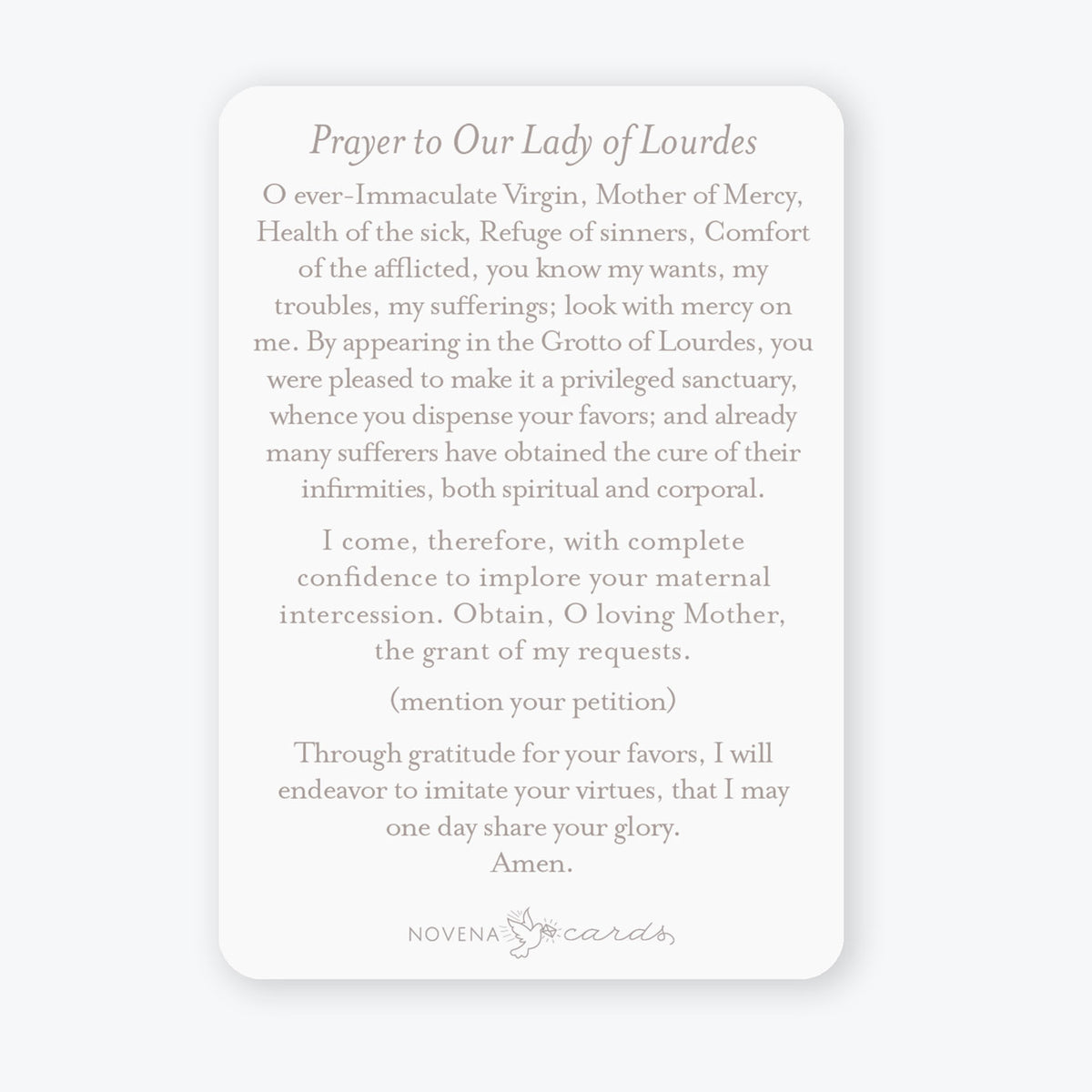 Our Lady of Lourdes Prayer Card | Blue – Novena Cards