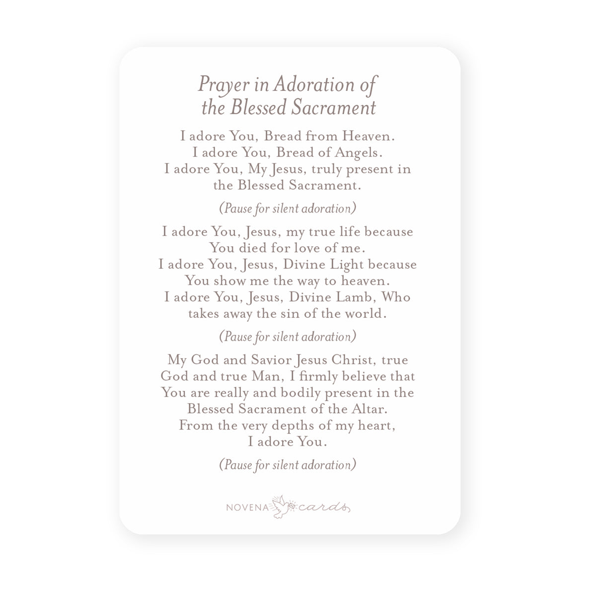 Prayer in Adoration of the Blessed Sacrament Prayer Card | Mint Green ...