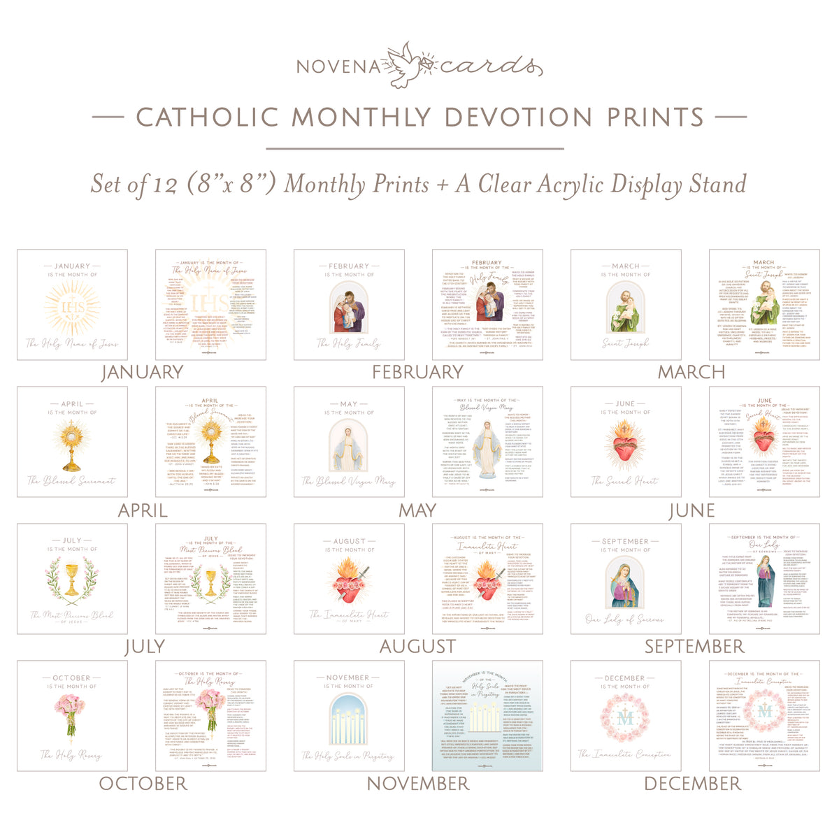 Catholic Monthly Devotion Prints – Novena Cards
