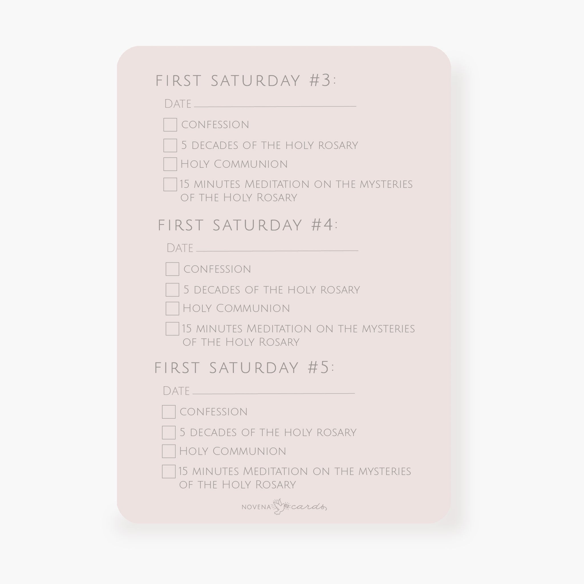 Five First Saturdays Checklist – Novena Cards