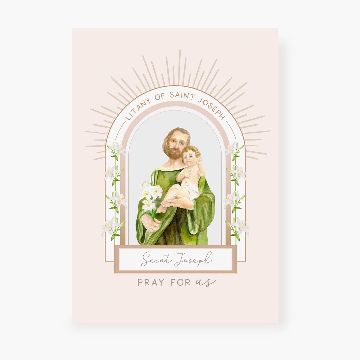 Litany of St Joseph Card | Beige – Novena Cards