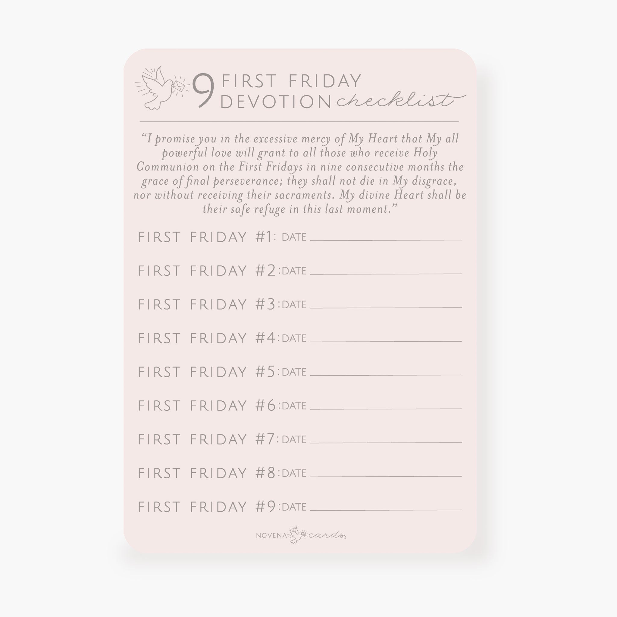 First Fridays Checklist – Novena Cards