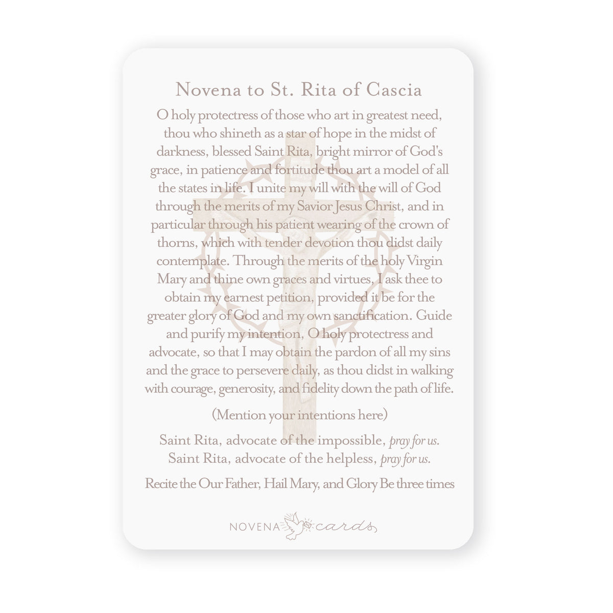 St. Rita Prayer Card – Novena Cards